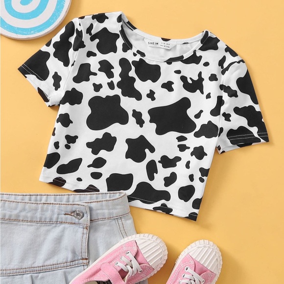 SHEIN | Shirts & Tops | Girls Cow Print Tee | Poshmark